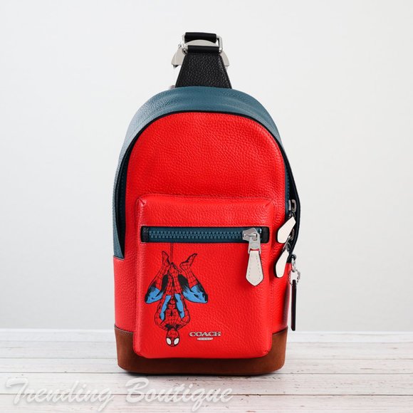 Coach | Bags | Nwt Coach X Marvel 247 Spiderman West Pack Leather Sling ...